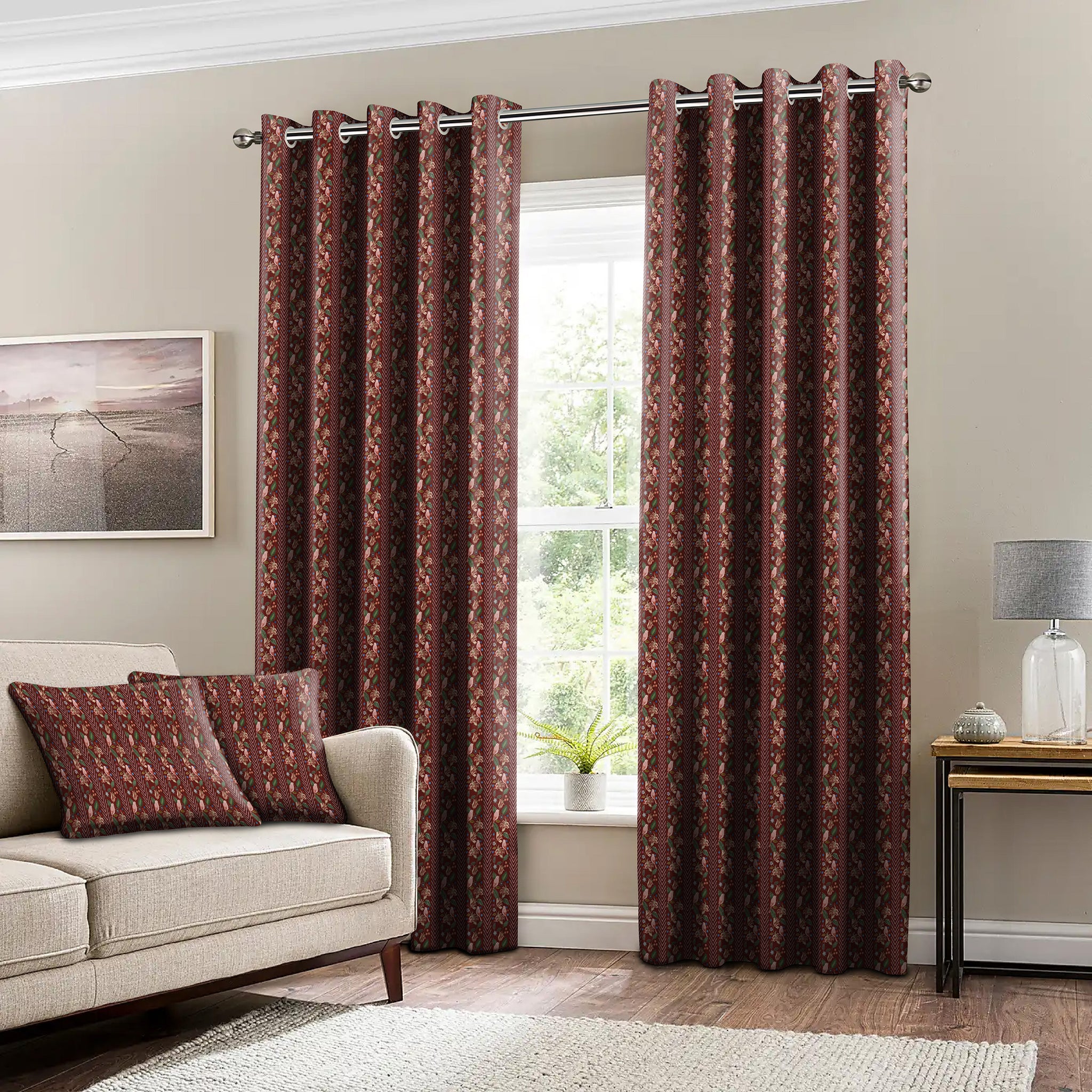KASBAH MAROON BLACKOUT CURTAINS