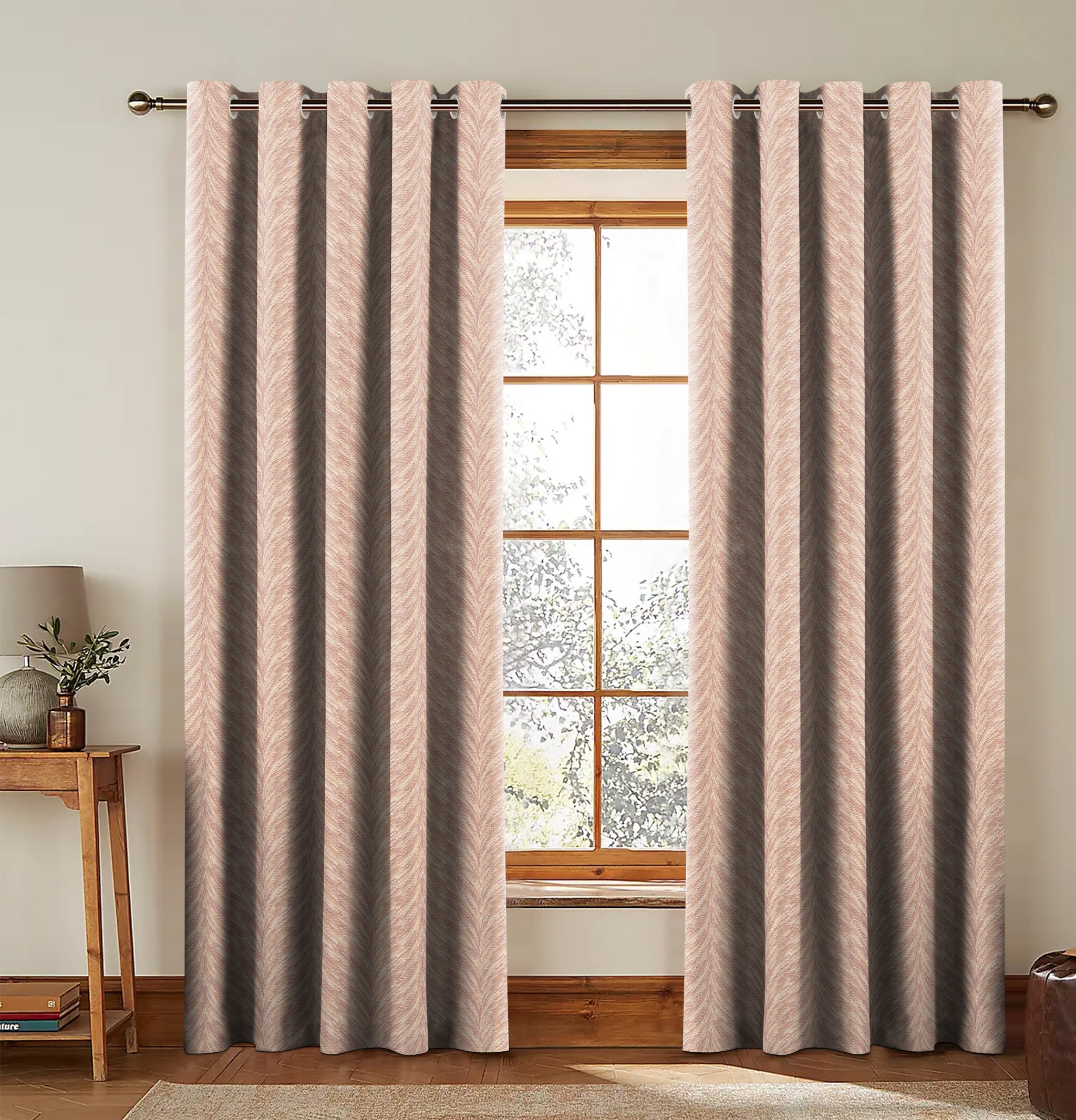 Luxor Rose Printed Blackout Curtains